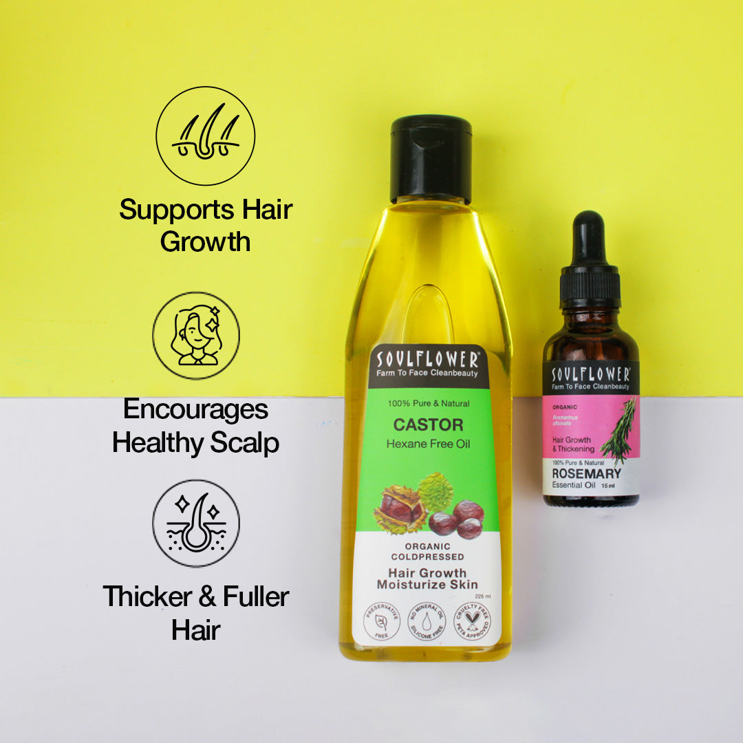 Buy Castor & Rosemary Essential Oil For Hair Regrowth – Soulflower.in