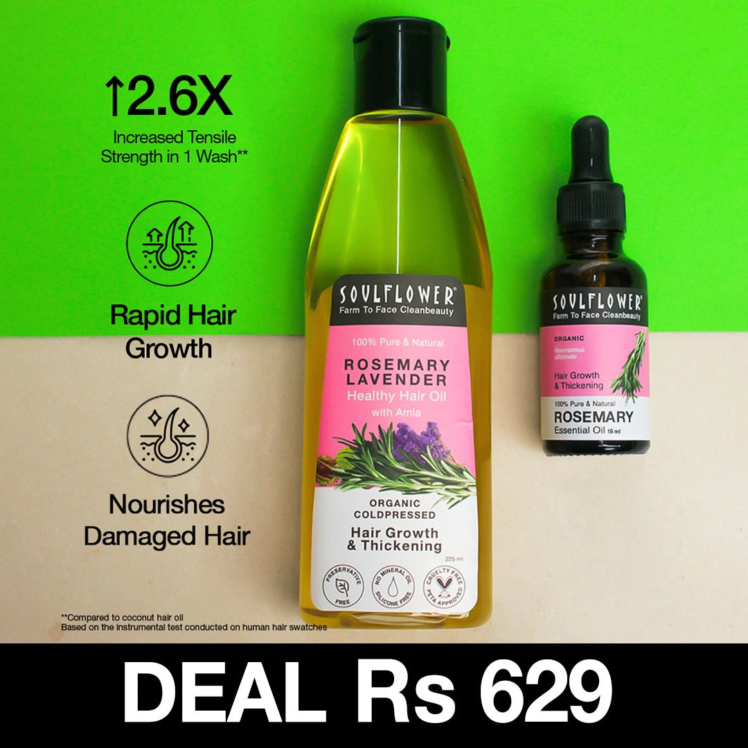 Buy Rosemary Lavender & Essential Oil Hair Growth Set – Soulflower.in