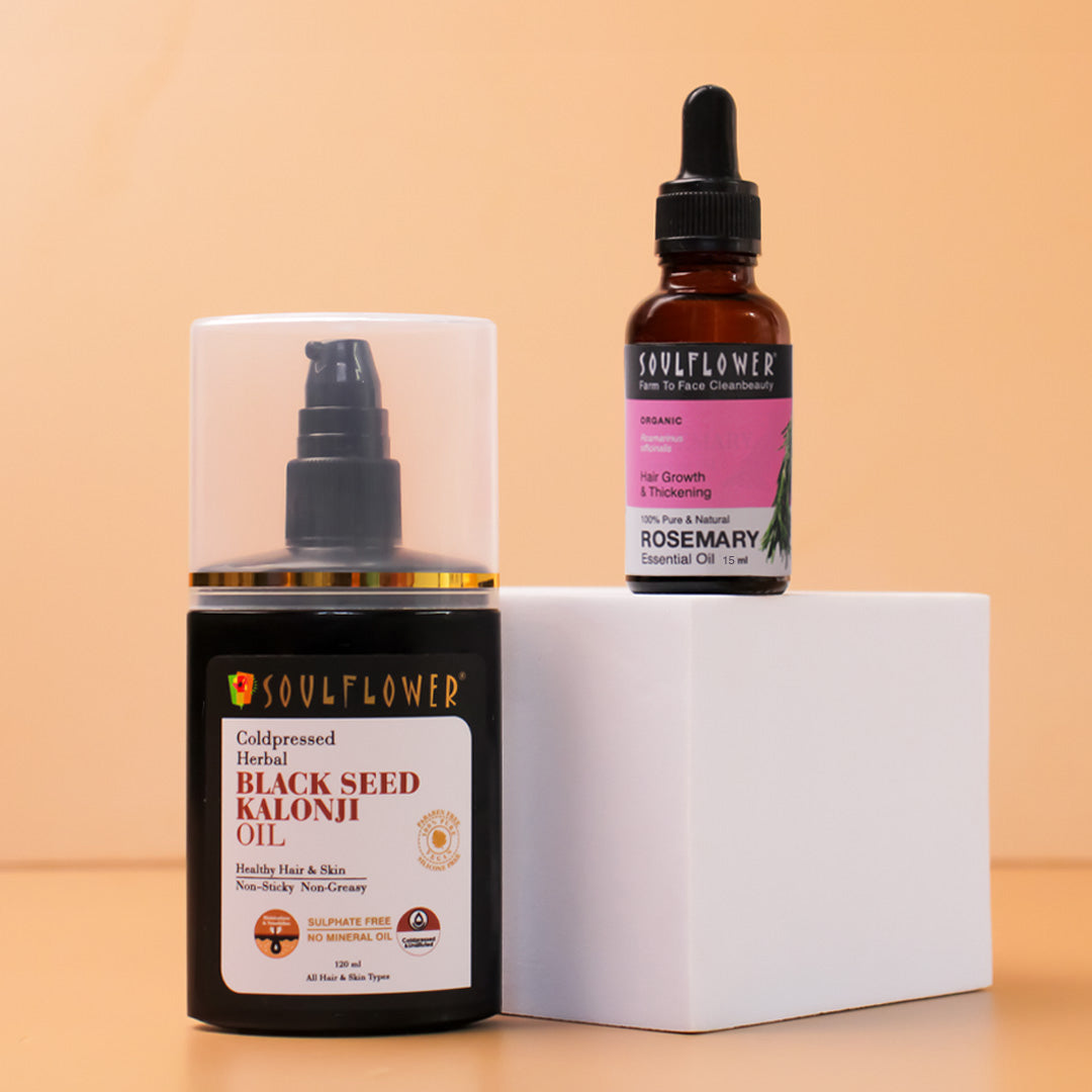 Buy Kalonji & Rosemary Essential Oil for Hairfall Reduction – Soulflower.in